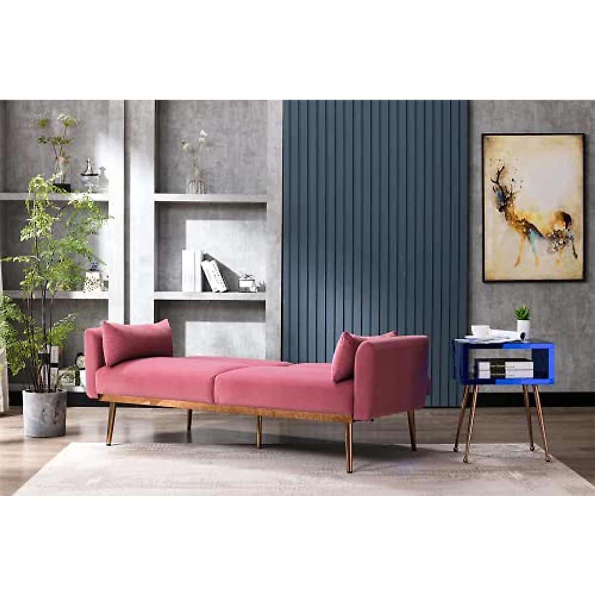 SZLIZCCC 68“-Button Velvet Sofa, Accent Sofa, Mid Century Modern Velvet Fabric Couch， Convertible Futon Sofa Bed ，Sleeper Sofa Sofa Bed (Carmine)