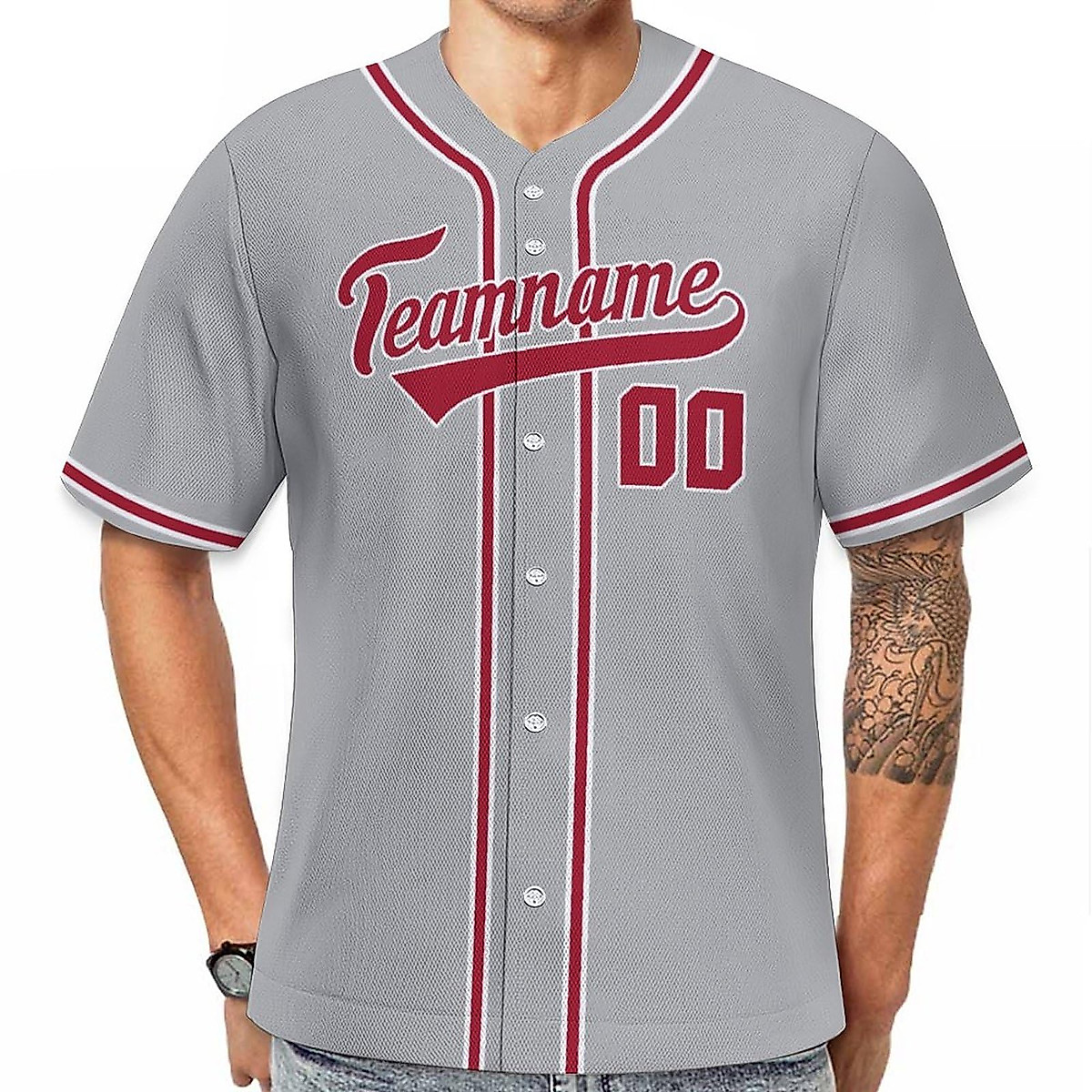 Grey Custom Baseball Jersey Personalized Gifts with Patch Team Name Number Stitch and 3D Print Tech Men Women Kid Toddler
