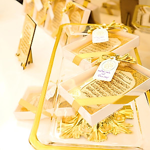 Pack of 10 Personalized Ayatul Kursi Islamic Party Favors Gifts, Ayatul Kursi Muslim Wedding Gifts Engraved on a Brown Wooden Plate Decorated with Golden Acrylic Frame (Brown Wood)