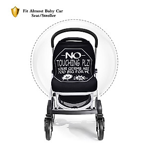 Metplus Car Seat Covers for Babies, Metplus Infant Carseat Canopy Nursing Breastfeeding Cover, Stretchy Carrier Cover for Stroller Shopping Cart, Newborn Boys Girls Shower Gift - No Touching Sign