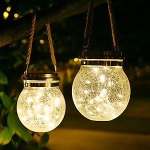 Frdvegd Hanging Solar Lantern Decorative Outdoor Waterproof Light for Garden Yard Lawn Decorations Led Lamp Decor Tree 2 Pack 4.7X4.7X5.5 inch