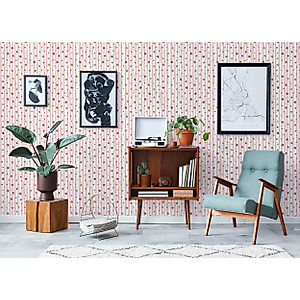 AMAZING WALL Home Modern Peel and Stick Glitter Pink Striped Stars Printed Wallpaper Self Adhesive Bedroom, 15.7*198''