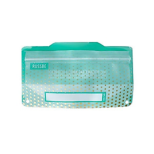 Russbe Metallic Polka Dot Reusable Snack & Sandwich Bags (Set of 4), Turquoise