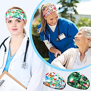 Jexine 20 Pcs Nurse Headbands with Button for Women Nursing Headbands for Nurses Doctors Nursing Accessories Mask Headbands Non Slip Hair Bands for Ear Protection Men Girls Workout Yoga(Floral)