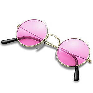 Bedwina Retro Hippy Glasses - (Pack of 3) Retro Hippy Glasses Circle Fashion Sunglasses 60's and 70's Round Costume Style Sun Glasses