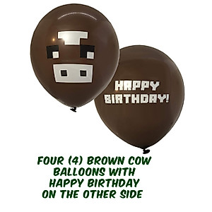 Party Ninja 24 Pack of Extra Large Pixel Miner Crafting Birthday Balloons - Double Sided Prints - 12" Party Balloons For Birthday Party Decorations