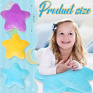 3 Pack Star Shaped Plush Pillow Stuffed Cushion Decorative Throw Pillow Star Pillow Aesthetic Fun Star Shaped Pillow Blue Violet Yellow Star Pillow for Bedroom Room Bed 15.75 x 15.75 Inch (Solid)
