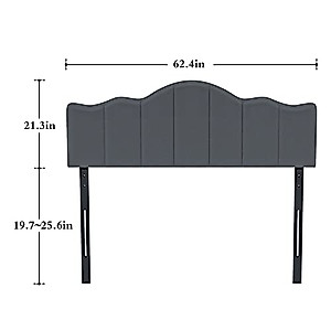 YENING Queen Size Headboard Only Queen Bed Headboards Fabric Cabeceras De Cama, Height Adjustable, Grey