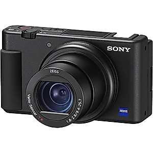 Sony ZV-1 Digital Camera (Black) (DCZV1/B) + 64GB Memory Card + Corel Photo Software + NP-BX1 Battery + Card Reader + LED Light + HDMI Cable + Deluxe Soft Bag + Charger + Flex Tripod + More (Renewed)