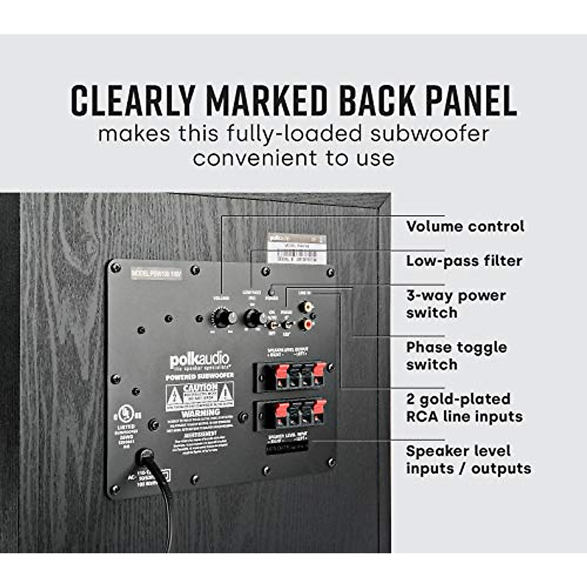 Polk Audio PSW108 10" Powered Subwoofer | 100W Peak Power | Explosive Performance for Movies & Music | Black