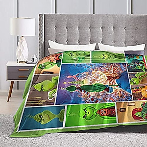 Green Monster Plush Flannel Blanket Fuzzy Super Soft Cozy Warm Lightweight for Bed Couch Sofa Travel Outdoor Camping and All Season Throw