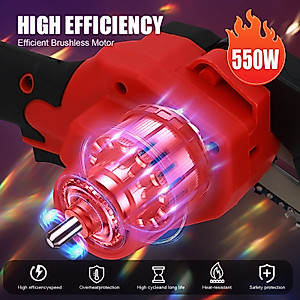 Mini Chainsaw 6-Inch Cordless power chain saws with Security Lock Small Handheld Chain Saw with 2 x 24V 6500mAh Battery 2 Chains for Wood Cutting, Tree Trimming, Gardening, Courtyard and Garden, Red