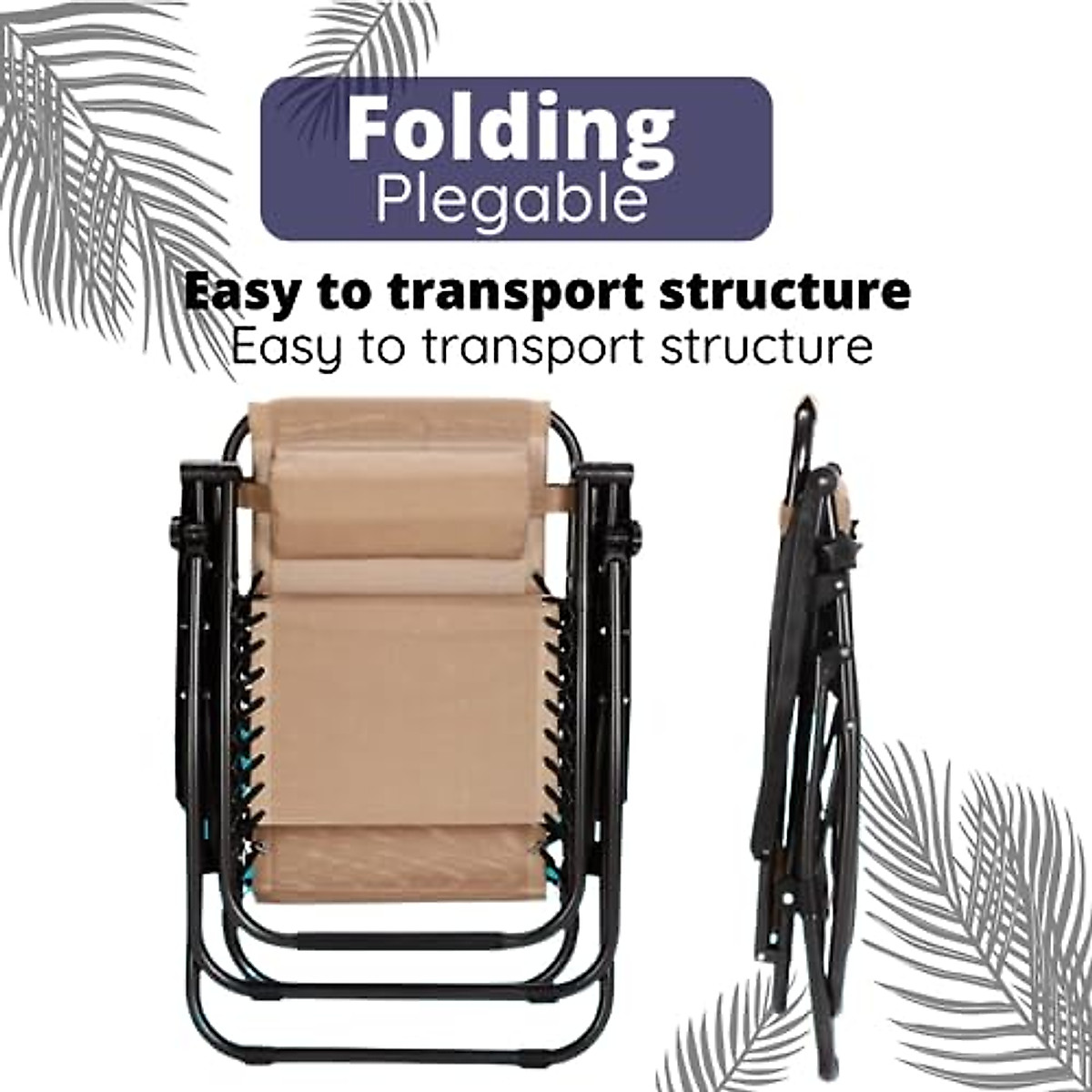 Elly Décor Adjustable Steel Mesh Zero Gravity Recliner with Pillows and Canopy, Lockable Anti-Slip Design, Folding Patio Beach Chair, Comfortable Seat for Outdoor Tanning, Patio Beach Recliner Chair