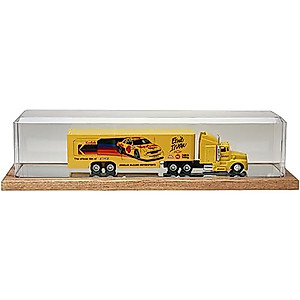 Pioneer Plastics 633CDWOOD Clear Plastic Display Case for 1:64 Scale Trucks with Wood Base (Mirrored),15.625" W x 3.5" D x 3" H