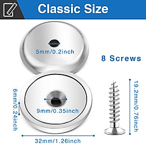 E BAVITE Neodymium Cup Magnets, Rare Earth Magnets with Heavy Duty, Hold up to 110 Lbs, Cup Magnet with Countersunk Hole and Stainless Screws for Kitchen, Craft, Office and So on – Pack of 12