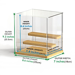 ZzHobbiEs Clear Display Case with Openable Door & Ladder, 3 Tiers Panoramic Display Dustproof Protection for Collectibles, Action Figures, Mini Figurines(3 Tier(Ladder): 8.6x7/ H9.2 in)