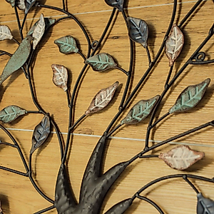 36-inch Tri-Tone Leaves Birds in Branches Metal Tree Wall Décor - Unique Artistic Design for Indoor and Outdoor Use, Easy Installation, Durable Construction, Stunning Tri-Tone Finish