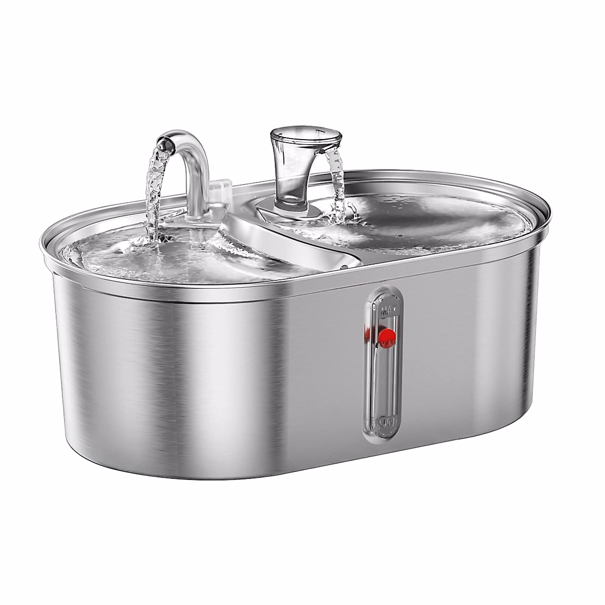 Cat Water Fountain Stainless Steel, 3L/102oz Automatic Pet Water Fountain for Cats Inside, 2-in-1 Cat Water Fountain and Food Bowl with Visible Water Level, Pet Drinking Dispenser for Cats Small Dogs