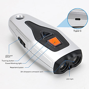 Anti Barking Device with Training/Deterrent Modes,Anti Barking Device Ultrasonic Dog Barking Deterrent with LED Flashlight,Portable Indoor & Outdoor,Dog Training & Behavior Aids