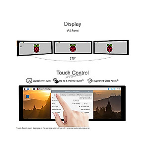 7.9 inch Raspberry Pi IPS Capacitive HDMI LCD 400×1280 Touch Screen Display Monitor Toughened Glass Panel Supports Raspberry Pi 4 3 2 Model B B+ A+ Jetson Nano Windows 10/8.1/8 / 7 @XYGStudy