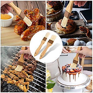 Pastry Basting Brushes, 2PCS Oil Brushes Boar Bristle Brushes BBQ Brushes for Sauce BBQ Basting Brush Kitchen Brush for Oil Egg Spread Marinade Sauce (2 Specifications)