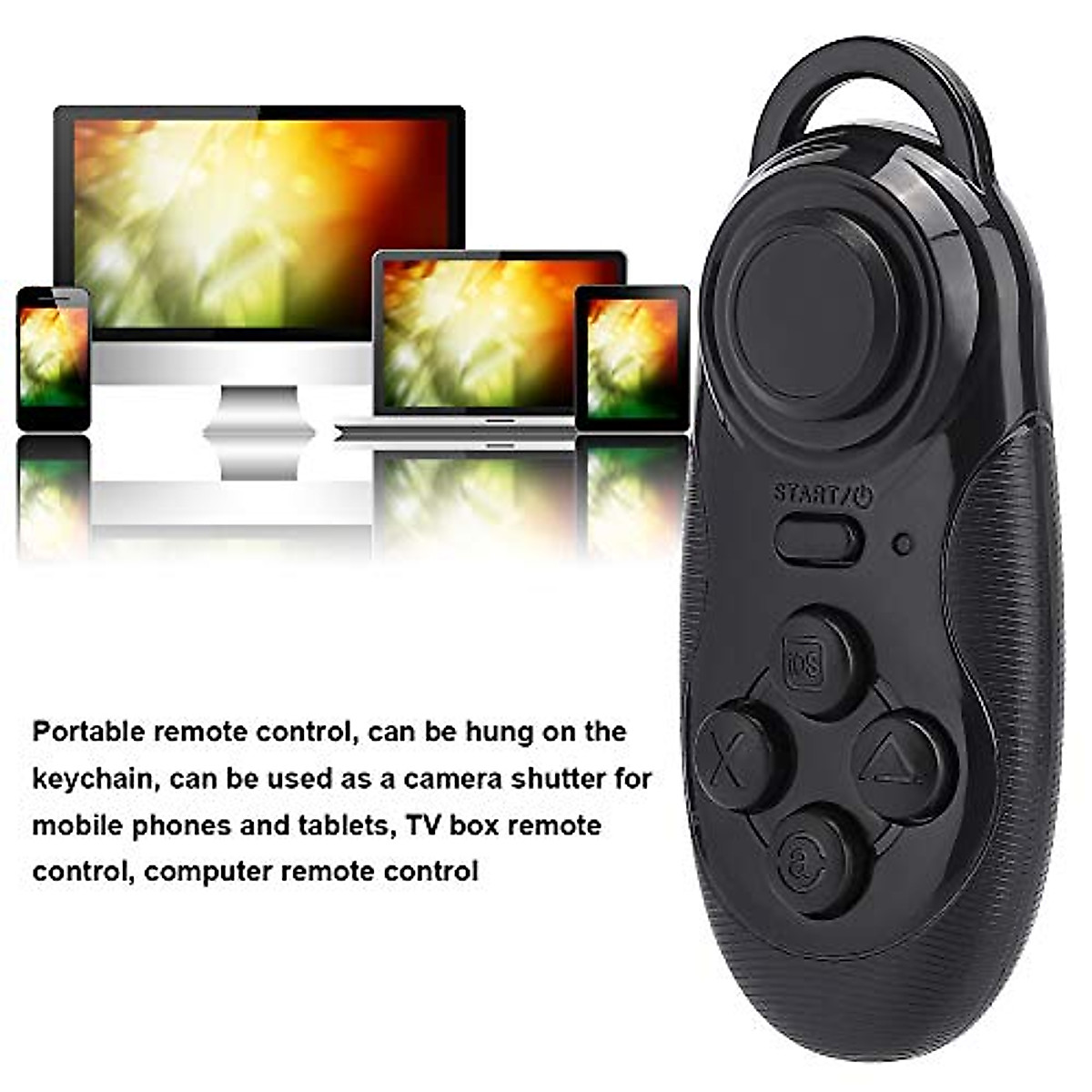 Mini VR Remote Controller, Wireless Bluetooth Gamepad, Mobile Phone Selfie Camera Shutter, Flip E Book/PPT/Nook Page, for VR Headset, Phone, TV Box, etc (Black)