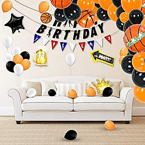 BEISHIDA 110 PCS Basketball Theme Balloon Garland Arch Kit Black Orange Balloons Kit Decorations For Basketball Sports Garland Theme Party Baby Shower Birthday Party Supplies