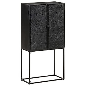 WEMYUFURN Sideboard Black 23.6"x11.8"x47.2" Solid Acacia and Mango Wood, Buffet Cabinet, Storage Sideboard,Coffee Bar Cabinet, Kitchen Buffet Storage Cabinet for Dinning Room, Kitchen and Living Room