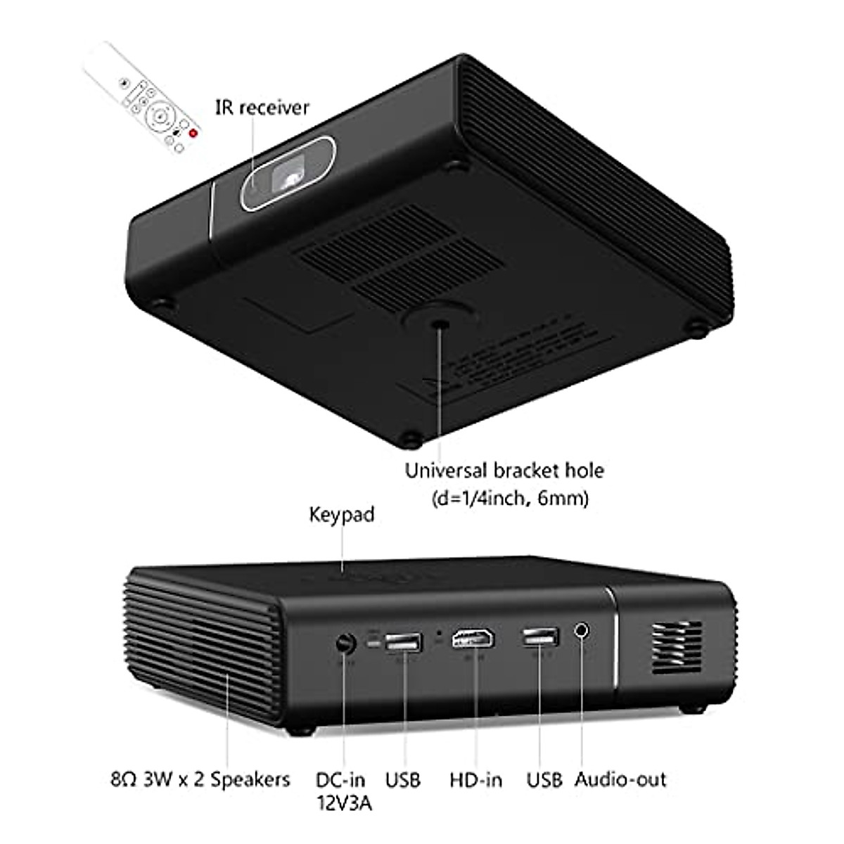 Viinice Full HD 1080P 3D Android Smart WiFi Laser Beamer 300Inch Portable Mini Projector Proyector for Smartphone 4K Cinema 4K Laser Projector with WiFi and Bluetooth