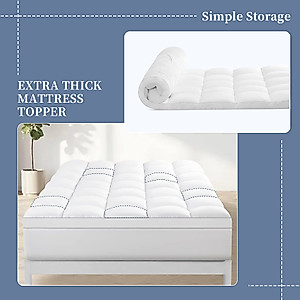 REDASW Mattress Pad Queen Size,Extra Thick Cooling Mattress Cover,Mattress Topper with 8-21" Deep Pocket,Mattress Pad Cover Cotton Top,White, 60x80 Inches
