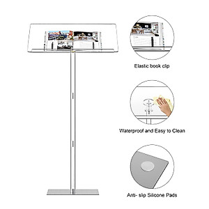 KSacry Large Acrylic Podium Stand,42.3'' H Pulpits for Churches, Lecterns &Podiums,Conference Portable Podium for Weddings, Classroom, Presentation Podiums,Metal Base(15.7" L x 11.8" W x 42.3" H)