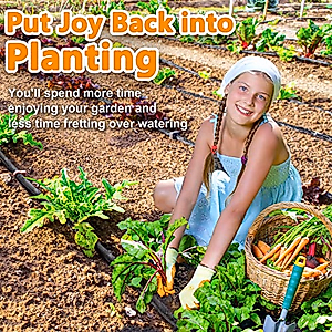 LAVEVE Soaker Hoses for Garden 15 FT, Heavy Duty Drip Irrigation Hose Save 80% Water, Leakproof Double Layer Sprinkler Hose 15 Foot Black Water Hose for Watering System Garden Beds Vegetable