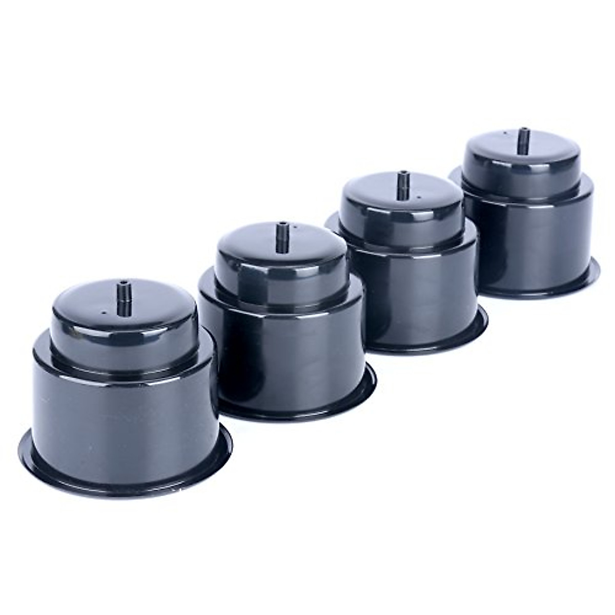 Amarine Made (Set of 4) Black Recessed Drop in Plastic Cup Drink Can Holder with Drain for Boat Car Marine Rv - Black