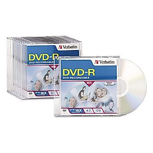 VER95099 - Description : Single Sided Matte Silver Recordable Disc - Verbatim DVD-R Recordable Disc - Pack of 10