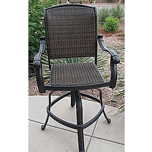 Santa Clara Outdoor Patio Set 6pc Swivel Barstools 30" H Dark Bronze Cast Aluminum