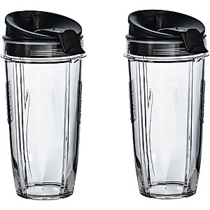 Nutri Ninja 24-Ounce BPA-Free Tritan Cup with Spout Lid, 2-Pack, XSK2424, Compatable with: BL45x/BL48x/BL49x/BL64x/BL68x/BN4xx/BN75x/BN8xx/BR6xx/ SS1xx/SS15x/SS3xx/SS4xx/CB1xx/CB3xx/CB4xx/TB3xx/TB4xx