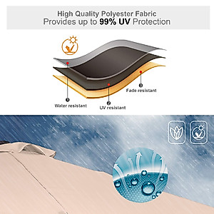 PHI VILLA 15ft Large Patio Umbrella with Base, Double-sided Outdoor Umbrella, Beige