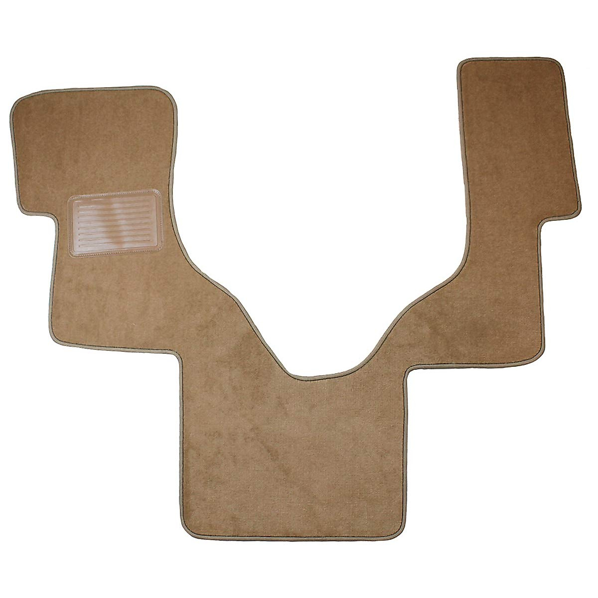 Auto Mat Store One-Piece Front Carpet Floor Mat with Serge Edges and Heel Pad Compatible with Ford E-Series/Econoline Vans (Beige/Tan)