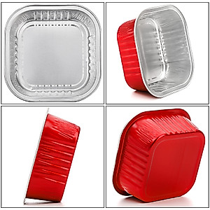 ZEAYEA 60 Pcs 10 oz Aluminum Foil Baking Cups with Lids, Disposable Foil Ramekins Cupcake Containers, Cupcake Muffin Liners Cups for Wedding Christmas Birthday Party