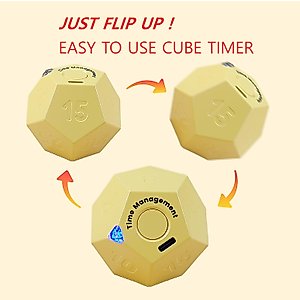 CreaViva Cube Timer, Pomodoro Timer, Rechargeable Small Cute Timer, Timer for Kids and Classroom, Kitchen Timer for Cooking, Workout & Study Countdown Timer, Time Management Timer (Honey Yellow)