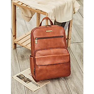 BOSTANTEN Mens Laptop Backpack Genuine Leather 15.6 inch Computer Bag Business Work Travel Daypack Vintage Large Shoulder Bag