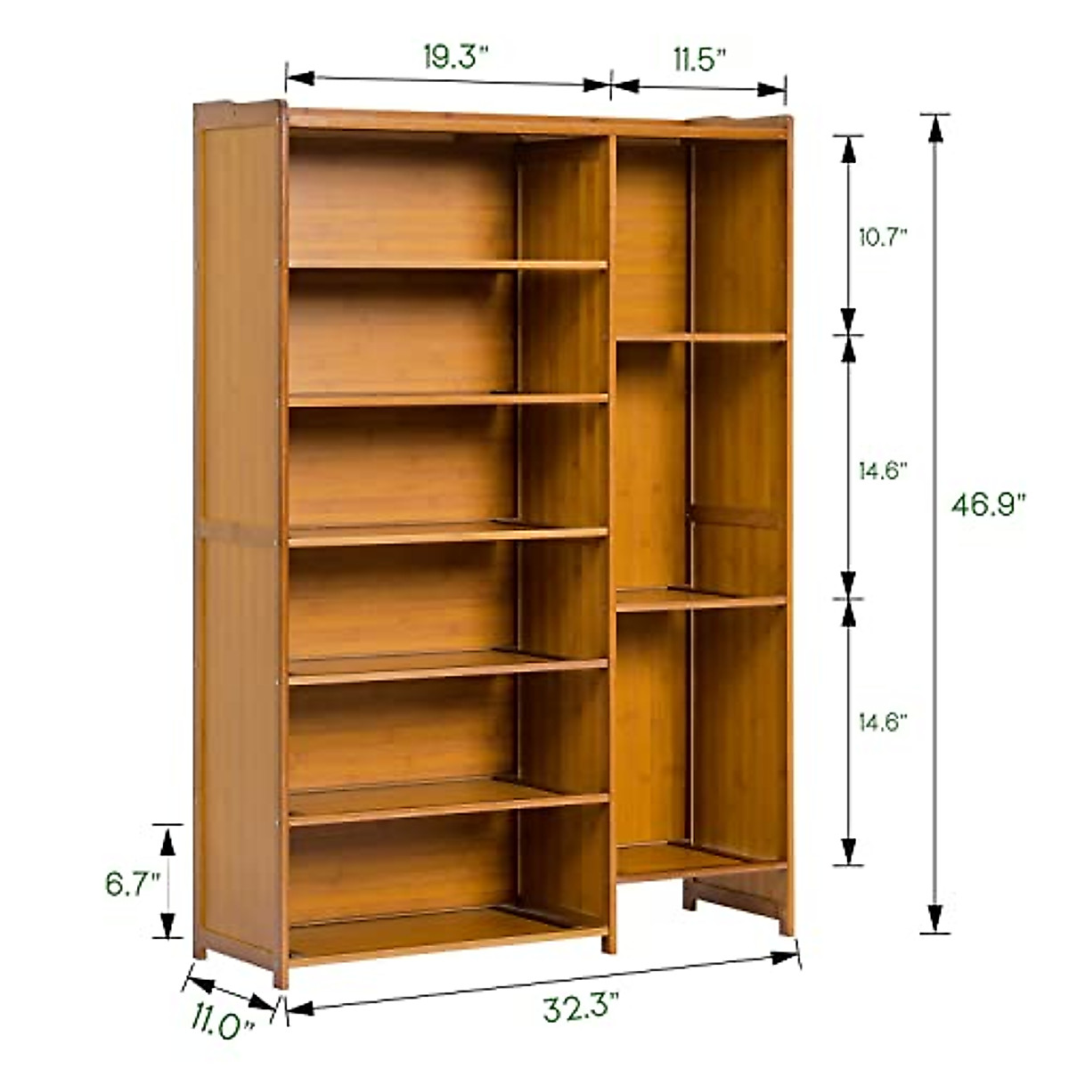 MoNiBloom Shoe Storage Cabinet with Boots Compartment, Bamboo Free Standing 7 Tier Shoe Rack for 21-25 Pairs Bedroom Entryway Hallway Living Room, Brown