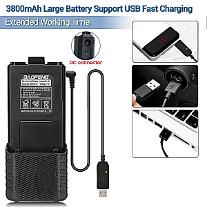 BAOFENG UV-5R 8W Ham Radio High Power Dual Band Portable Two Way Radio Long Range Rechargeable Handheld Radio (Black-1Pack)…