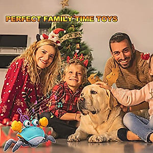 Crawling Crab Months Old Baby Toys,USB Charging Walking Dancing Crab Toy for Kid,Auto Avoid Toddler Electronic Moving Interactive Tummy Time Crawling Toy with Music & Light Gift for Boy Girl (Green)