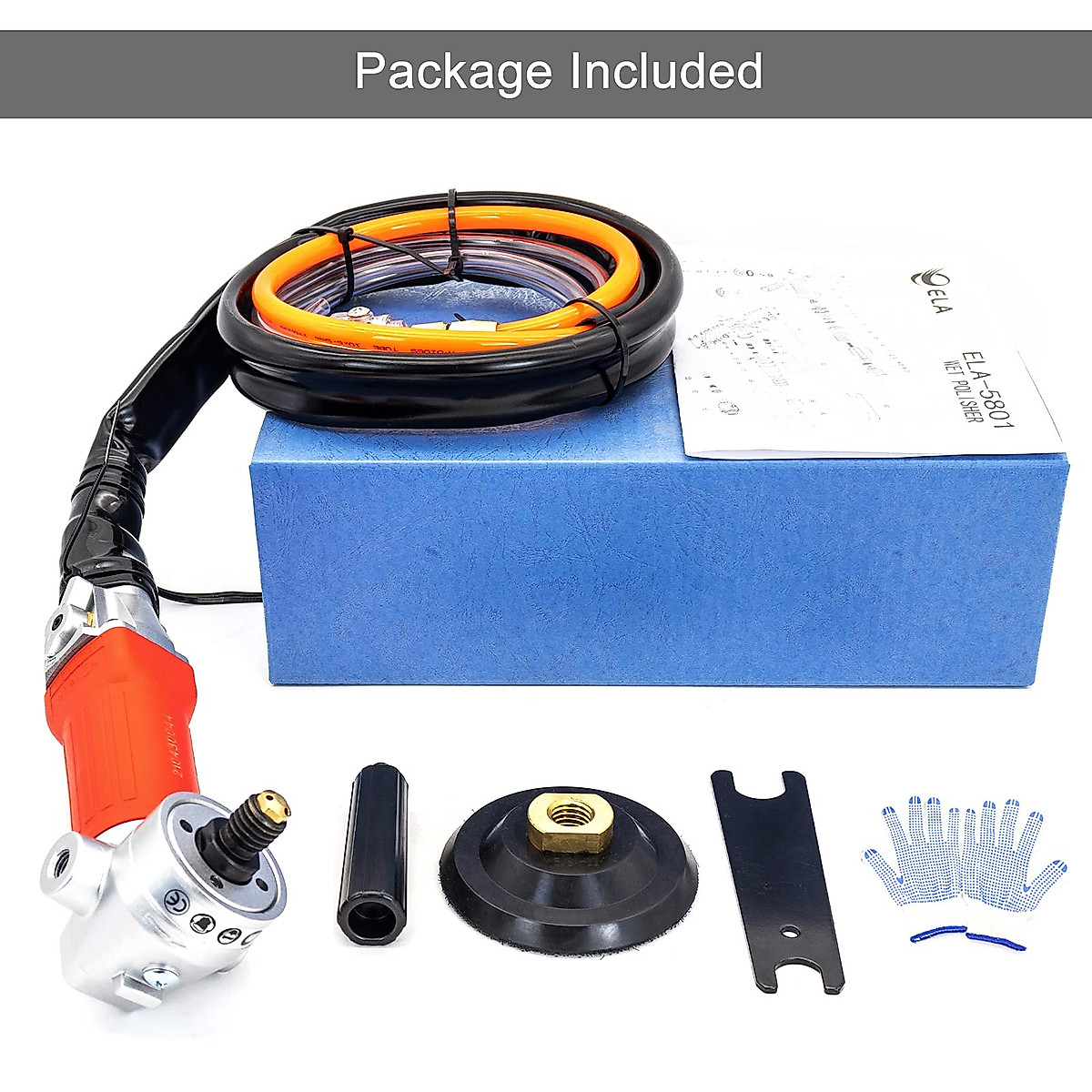 SDRTOP Wet Air Stone Polishers 4 Inch Pneumatic Water Grinders Air Powered Wet Sander with Rear Exhaust 5500 Rpm for Granite Marble Concrete Polishing