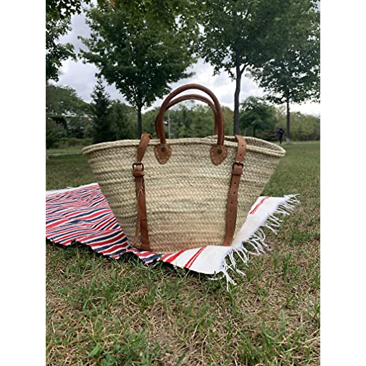 Palm Leaf Taza Backpack , Straw Bag Made, Shopping and Picnic Baskets, Traditional Moroccan Bag, Leather Made Bags, Handcrafted Bag, Beach Bag. (Brown)