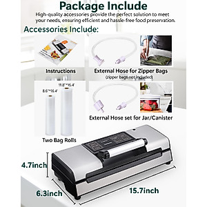 KURSINNA Automatic Vacuum Sealer Machine, 8 in 1 Multi-function Dry/Moist Modes For Food Preservation, Powerful Food Sealer with Built-in Cutter and Bag Storage | VS5738