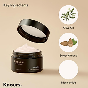 Knours. Moisturizing Shea Butter + Sweet Almond Oil Youth Cream, A rich cream that deeply rejuvenates skin, rich combination of vegan oils - EWG Verified Clean Beauty 50ml 1.69 oz.