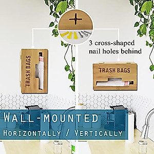 Large Trash Bag Dispenser With handles Garbage Bag Holder Kitchen Laundry Trash Can Organizer, Compatible with Big and Small Trash Bag Rolls, Wall Mounted or on Countertop