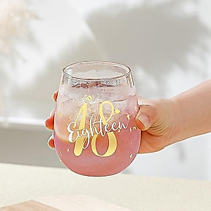 Yalucky 18th Birthday Gifts For Women Wine Glass Gift Idea 18 Years Old Party Decorations 18th Anniversary Wedding Drinking Present For Wife Her Friend Ladies Mom Auntie Daughter Sister